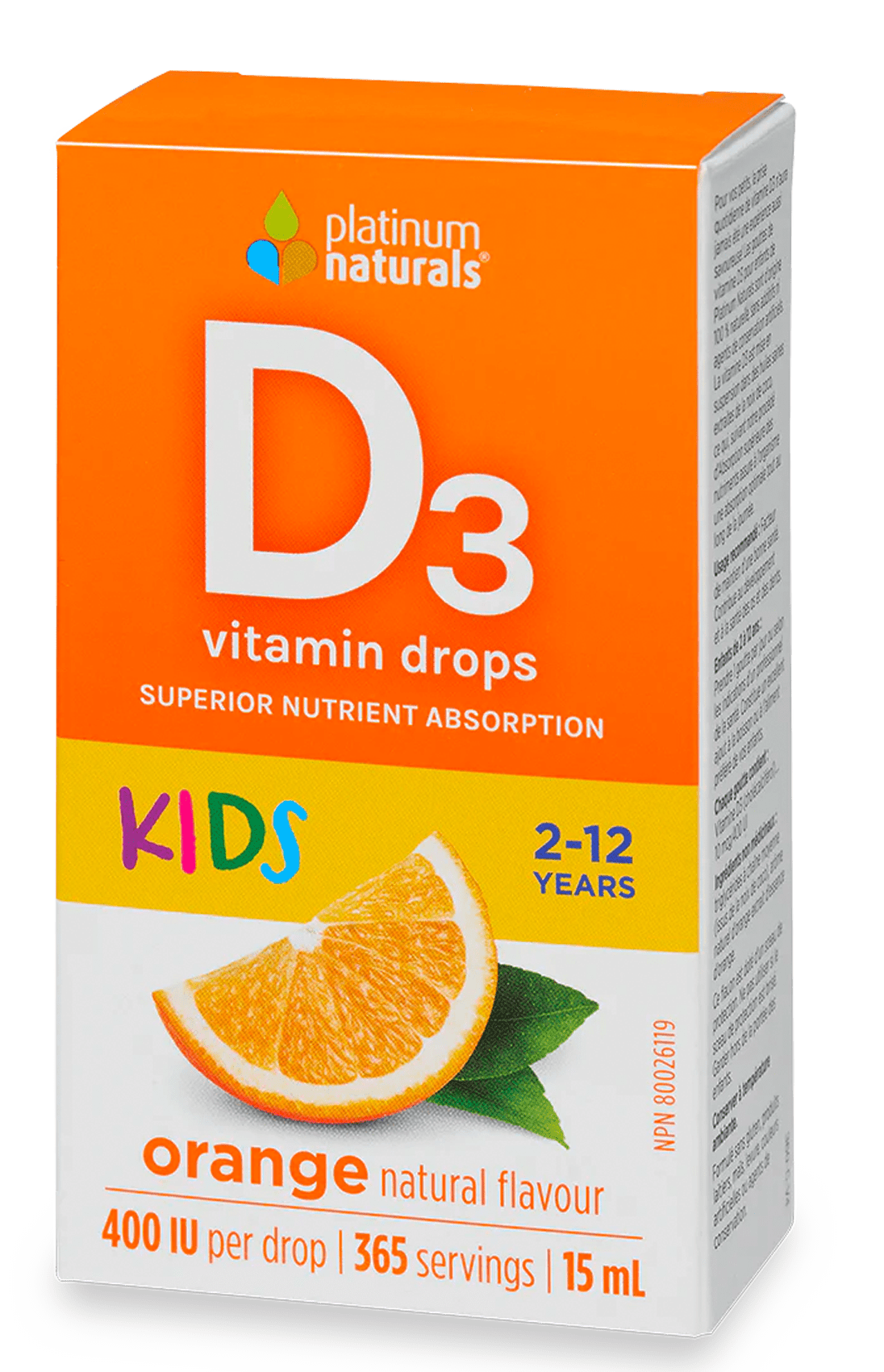 Platinum Naturals - Vitamin D3 Drops for Kids (2-12 Years) Orange flav ...